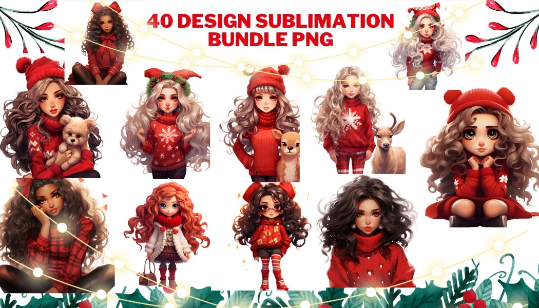 40 Cute Christmas Girl Clipart, Christmas Girl Clipart Bundle,christmas ...