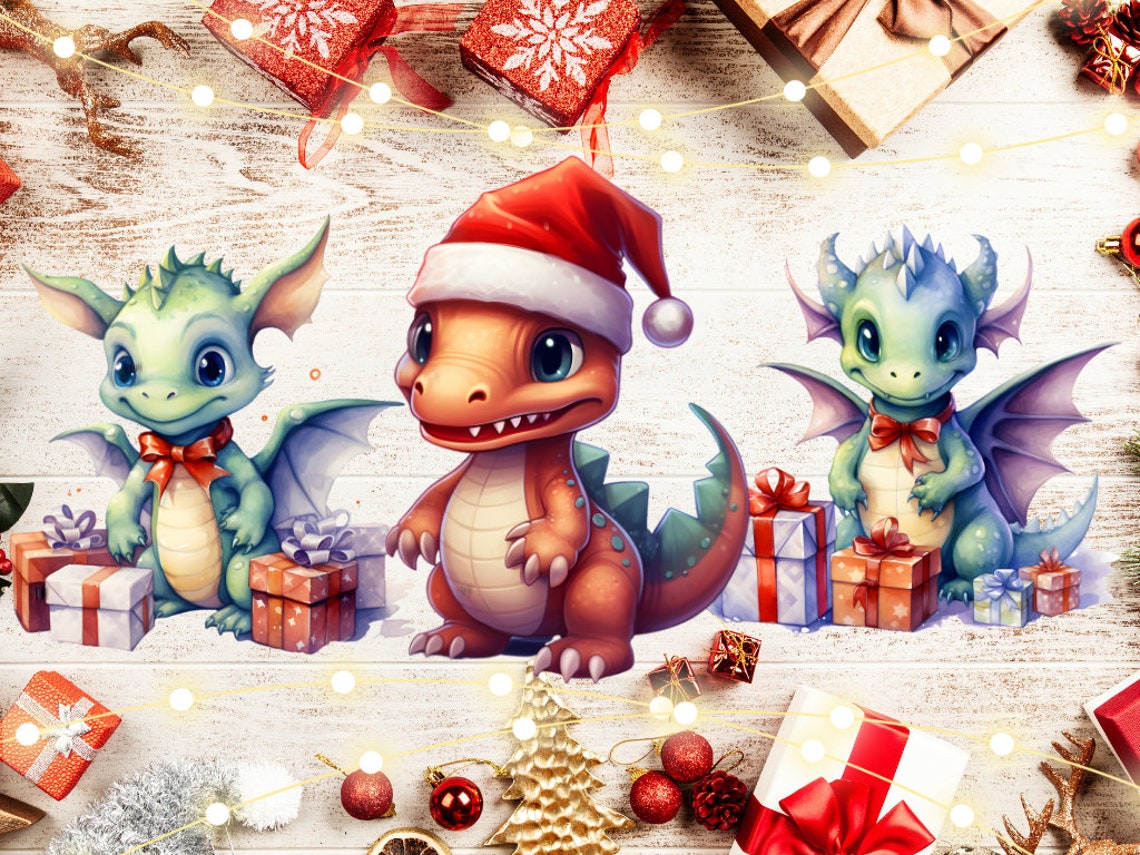 40 Cute Christmas Dinosaurs Clipart Dinosaurs Clipart - Etsy