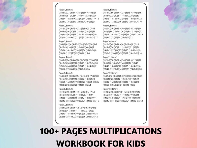 100 Multiplication Math Activity,home School Maths,maths Worksheets ...