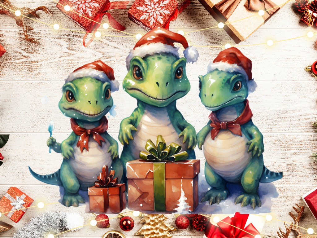 40 Cute Christmas Dinosaurs Clipart, Dinosaurs Clipart Bundle,dinosaur ...