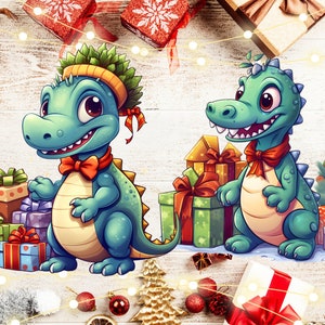 40 Cute Christmas Dinosaurs Clipart, Dinosaurs Clipart Bundle,dinosaur ...