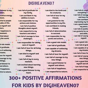 300+ Positive Affirmations for Kids,homeschool Activity,kids Activity ...
