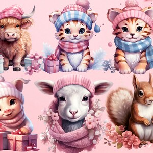 60 Pink Christmas Digital Clipart ,pink Christmas Clipart,pink Animals ...
