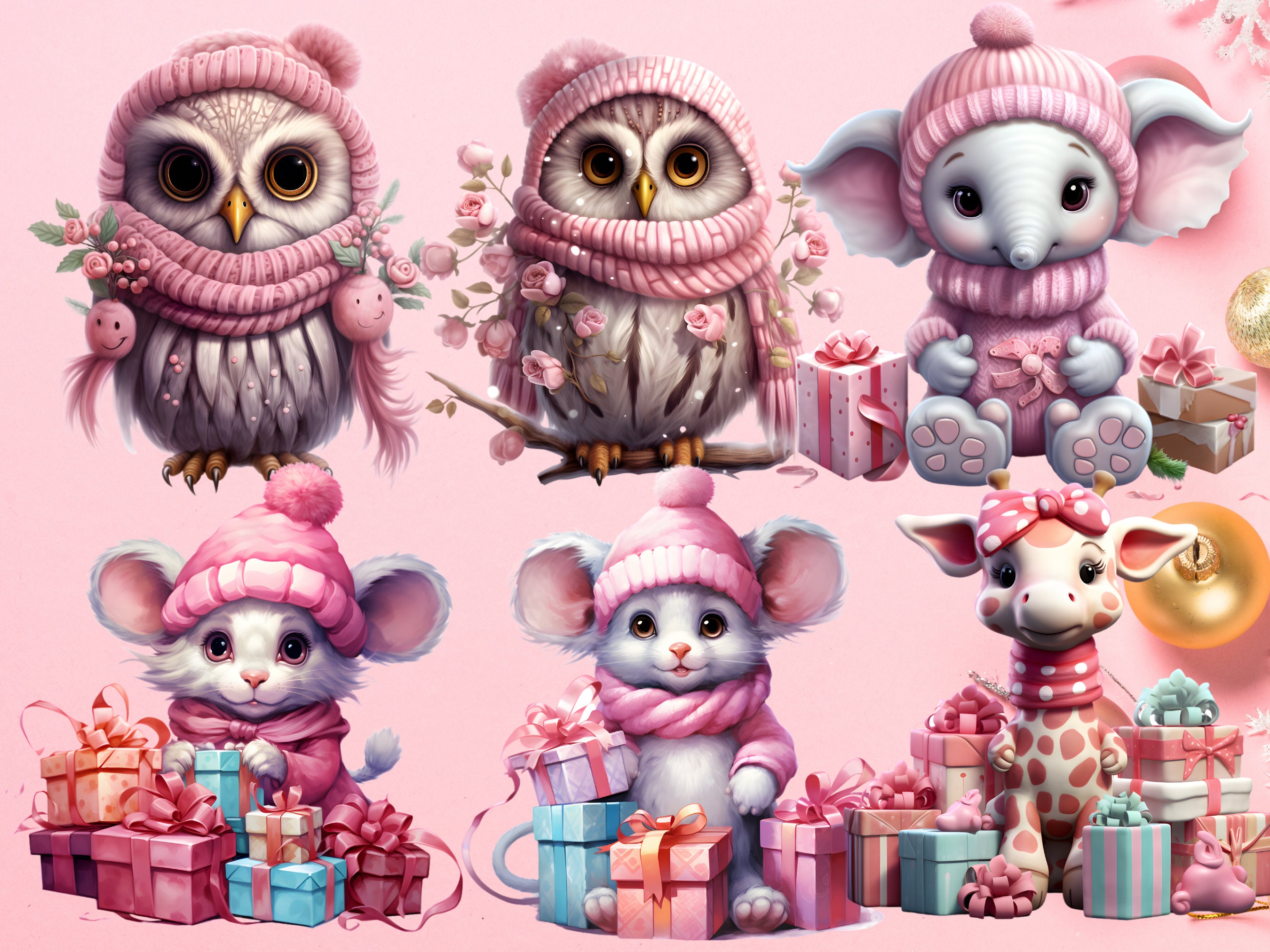 60 Pink Christmas Digital Clipart pink Christmas Clipartpink - Etsy