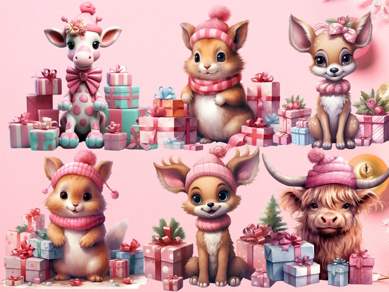60 Pink Christmas Digital Clipart pink Christmas Clipartpink - Etsy