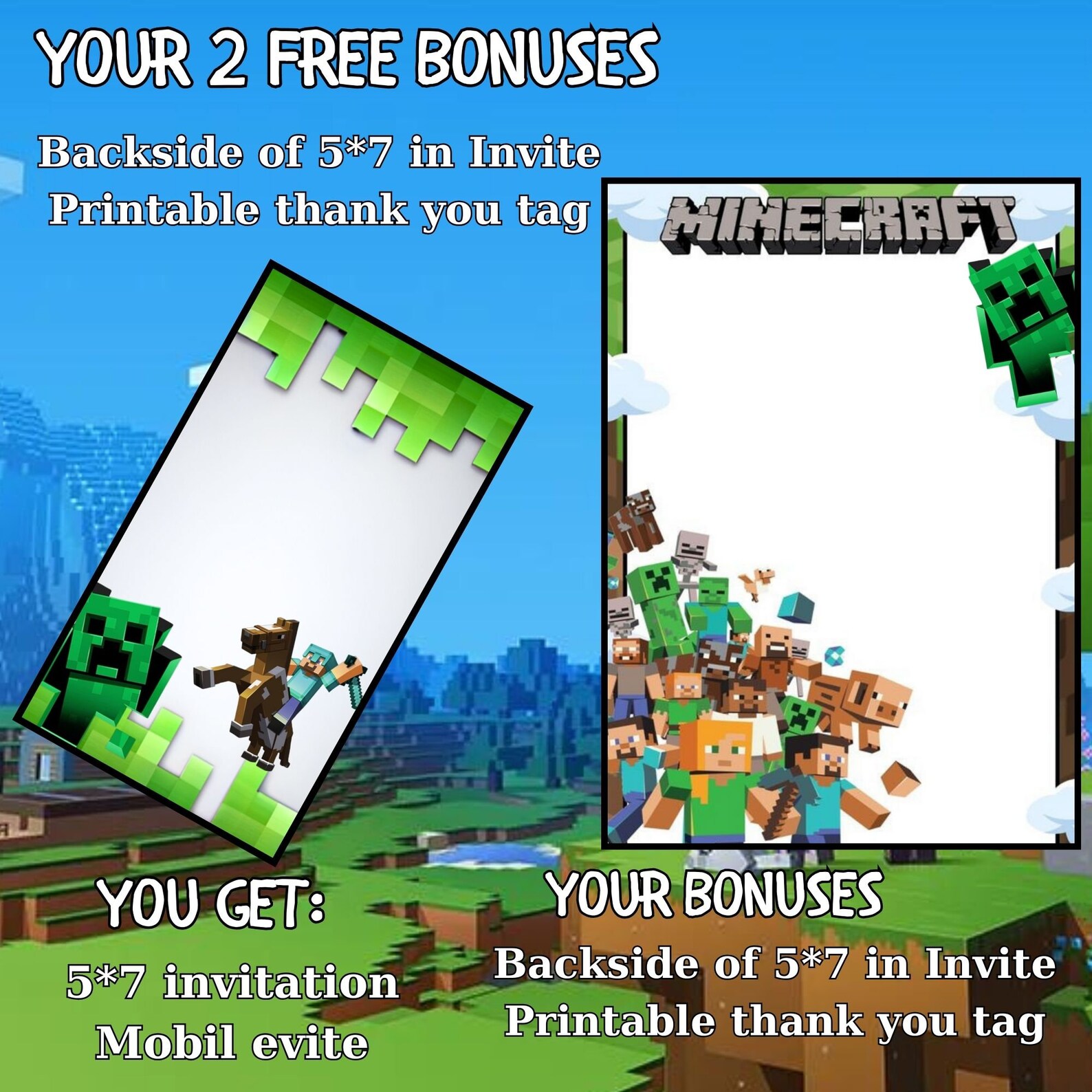Minecraft Birthday Invitation, Editable Minecrafter Invitation, Mine ...