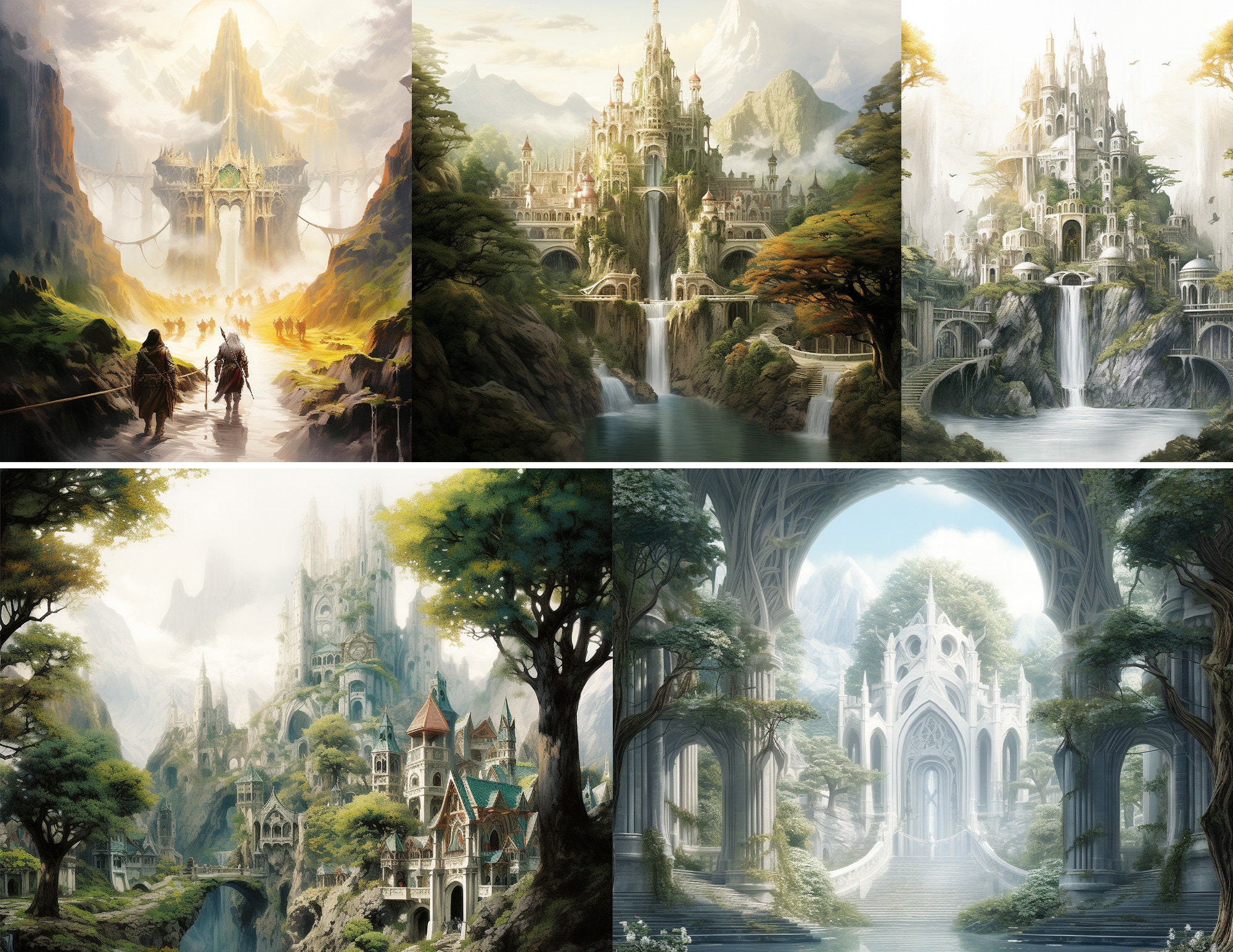 15 Mystical Elven Realms Clipart Bundle, Enchanted Land of the Elves ...