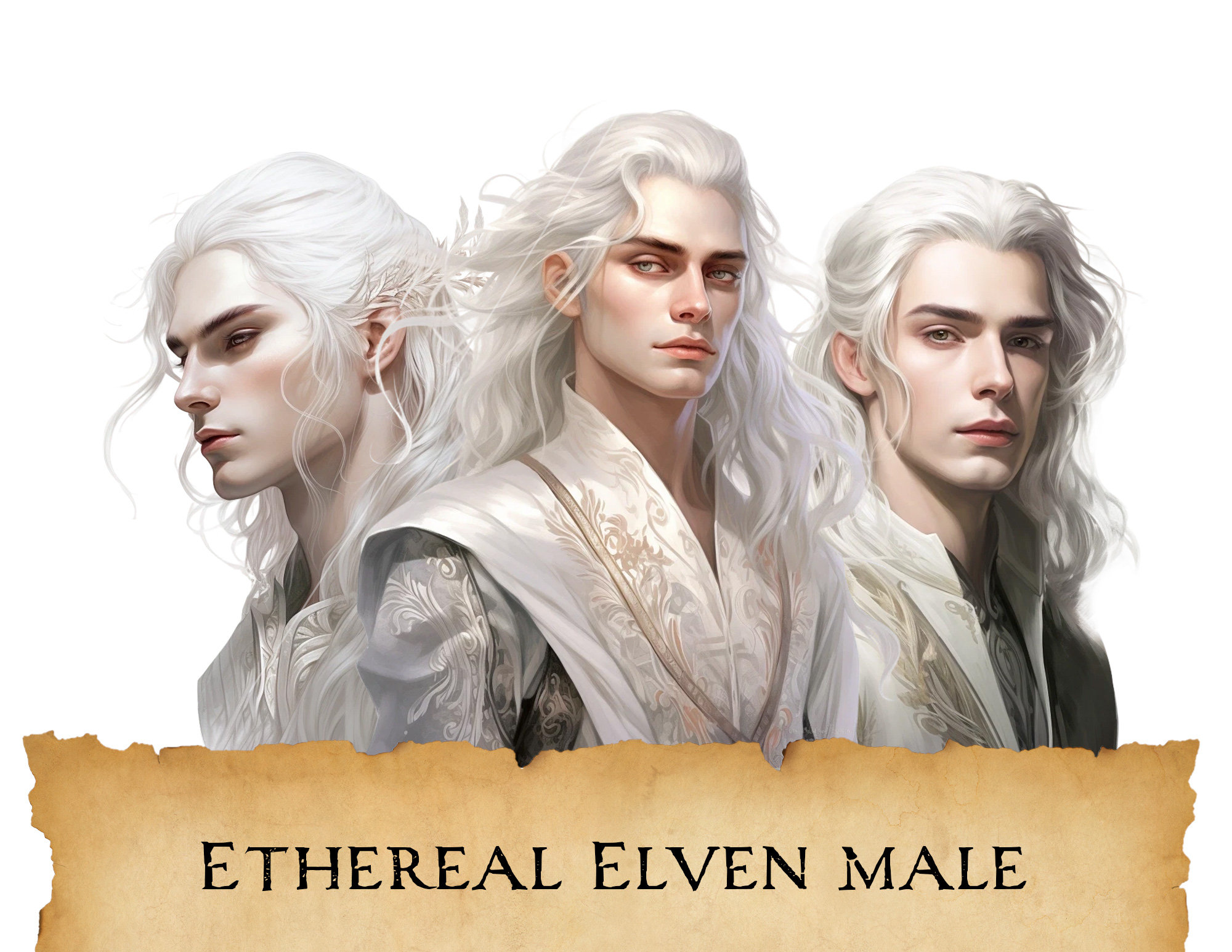 15 Ethereal Elven Male Clipart Bundle, Mystical Elf Portraits, Fantasy ...