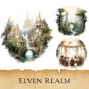 15 Mystical Elven Realms Clipart Bundle, Enchanted Land of the Elves ...