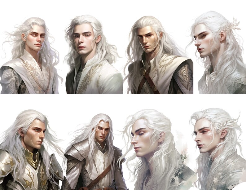 15 Ethereal Elven Male Clipart Bundle, Mystical Elf Portraits, Fantasy ...