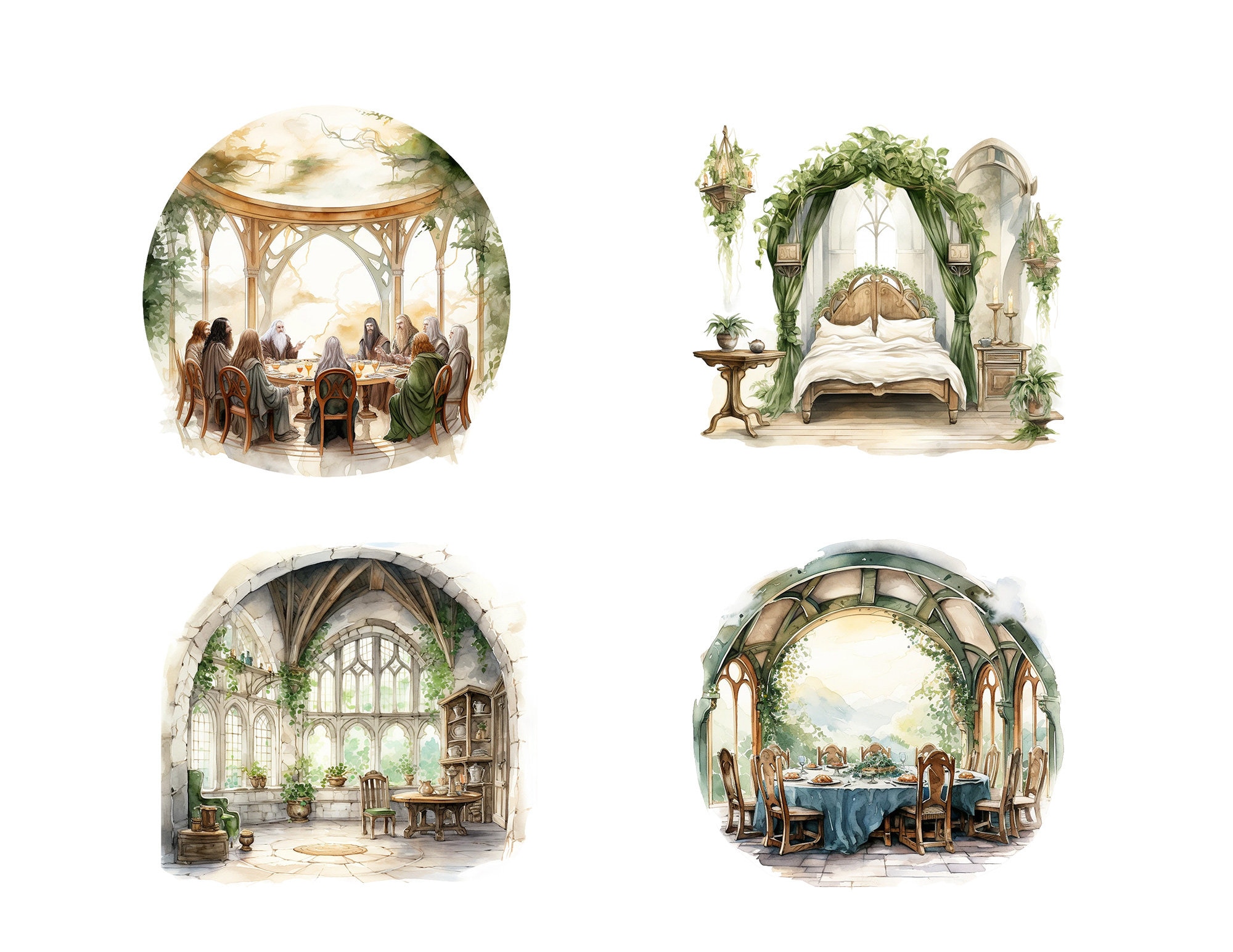 15 Mystical Elven Realms Clipart Bundle, Enchanted Land of the Elves ...