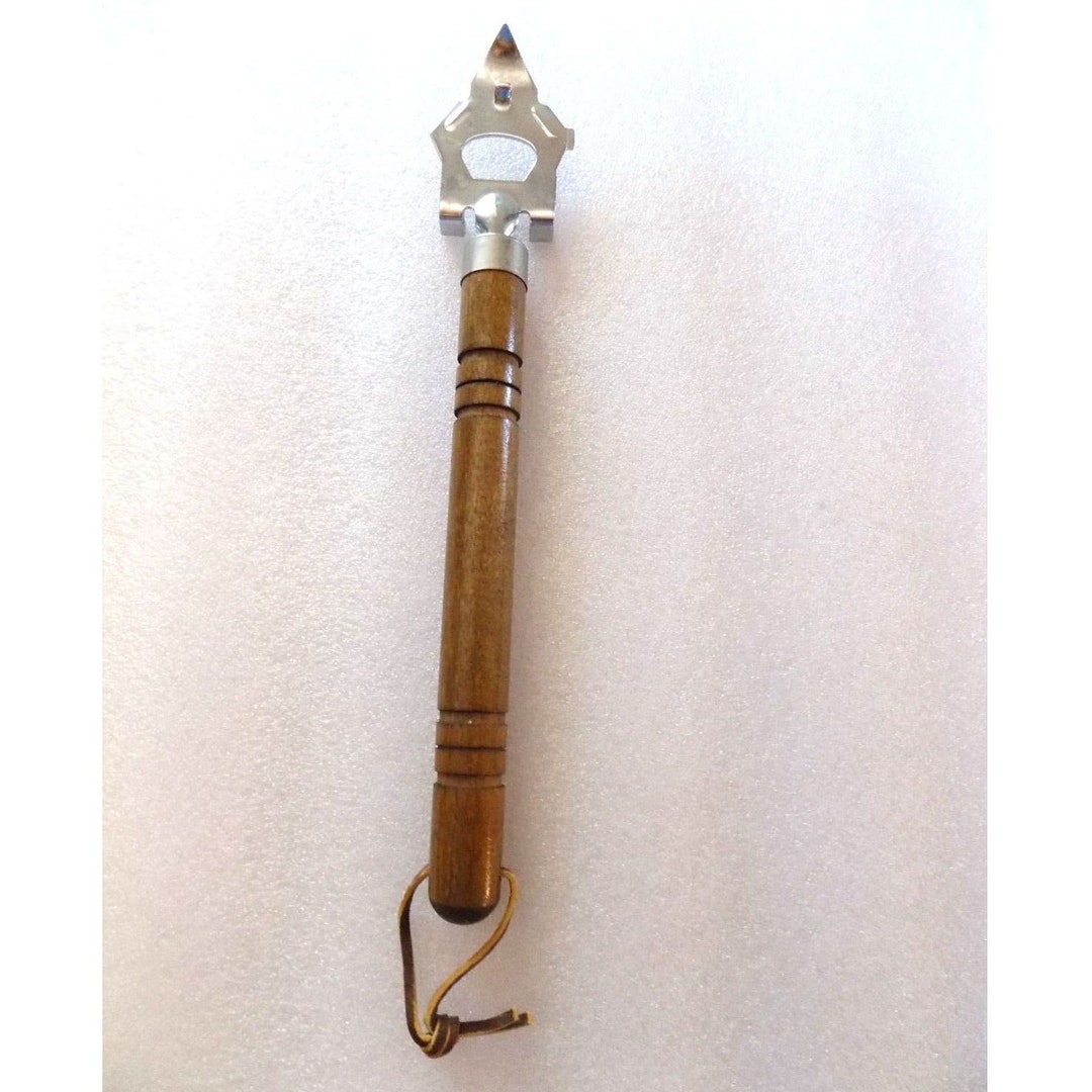 Vintage Can & Bottle Opener Combination Tool 12 Wood Handle With ...