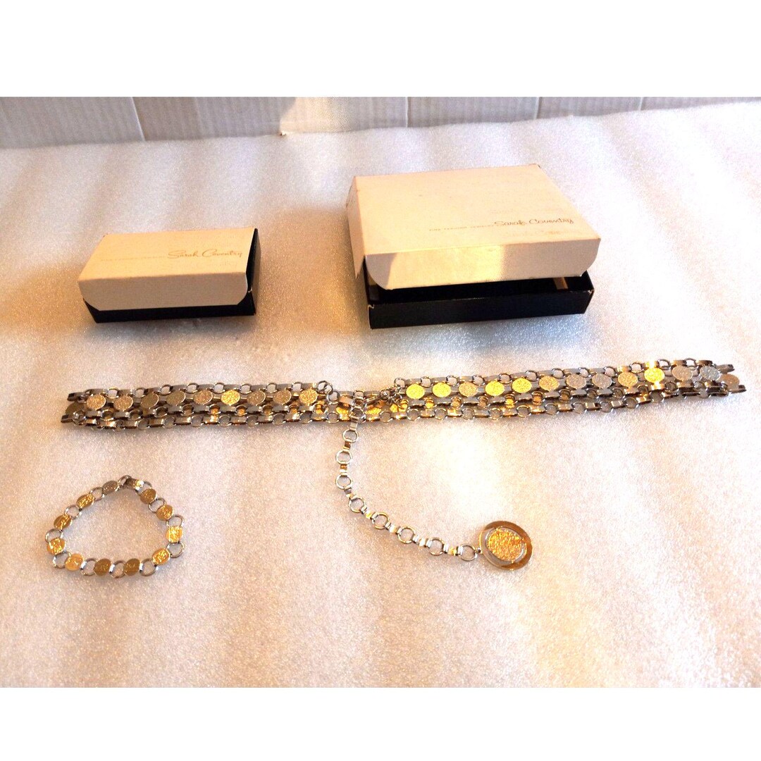 Lot of 2 Vintage 1970s Sarah Coventry Silvertone Jewelry Pieces Disco ...