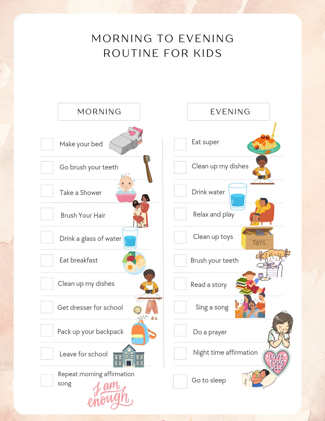 Morning to Evening Routine for Kids - Etsy