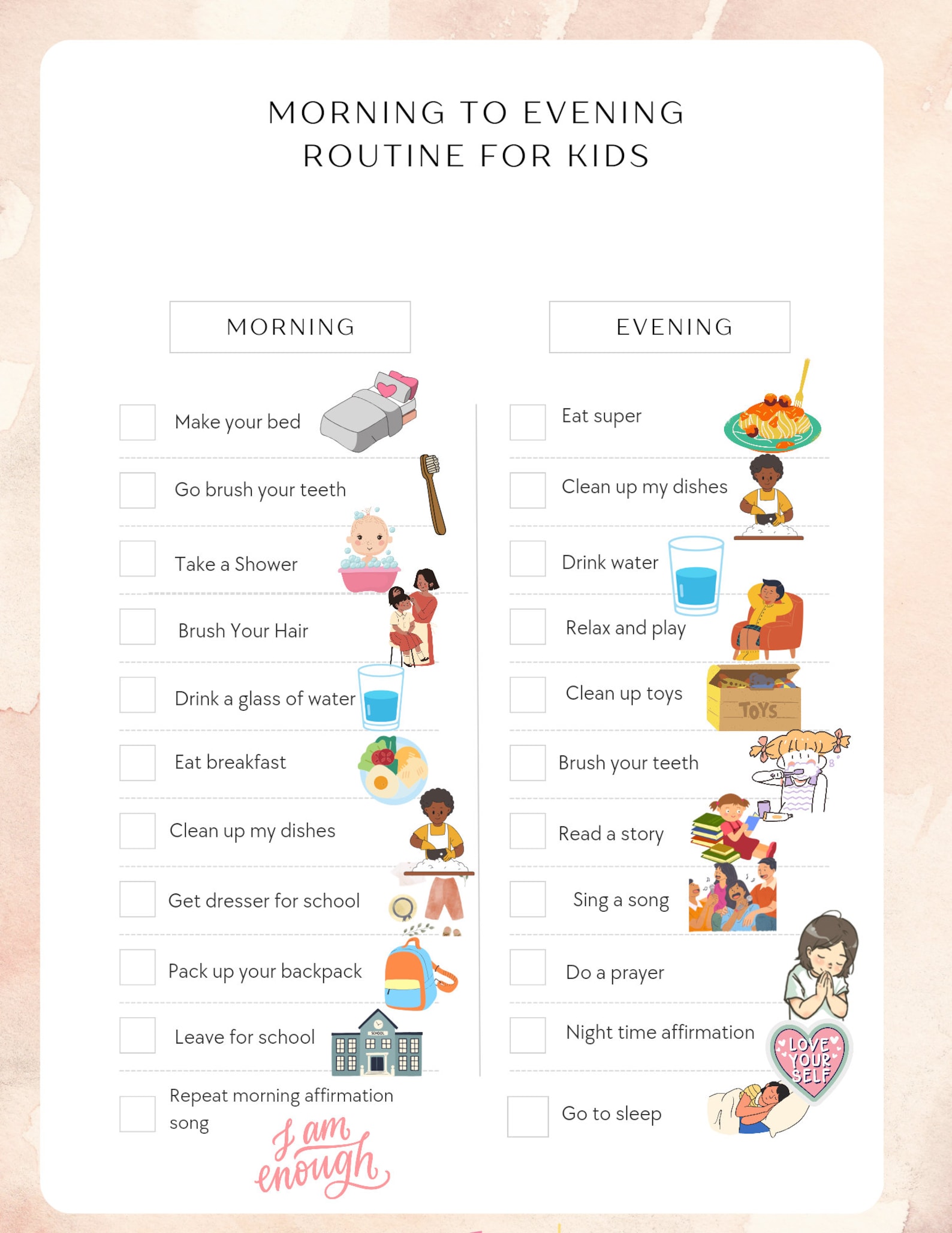 Morning to Evening Routine for Kids - Etsy