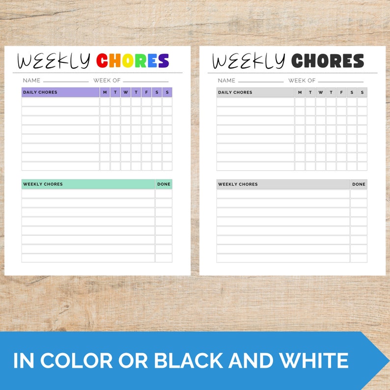 PRINTABLE CHORE CHART - Etsy