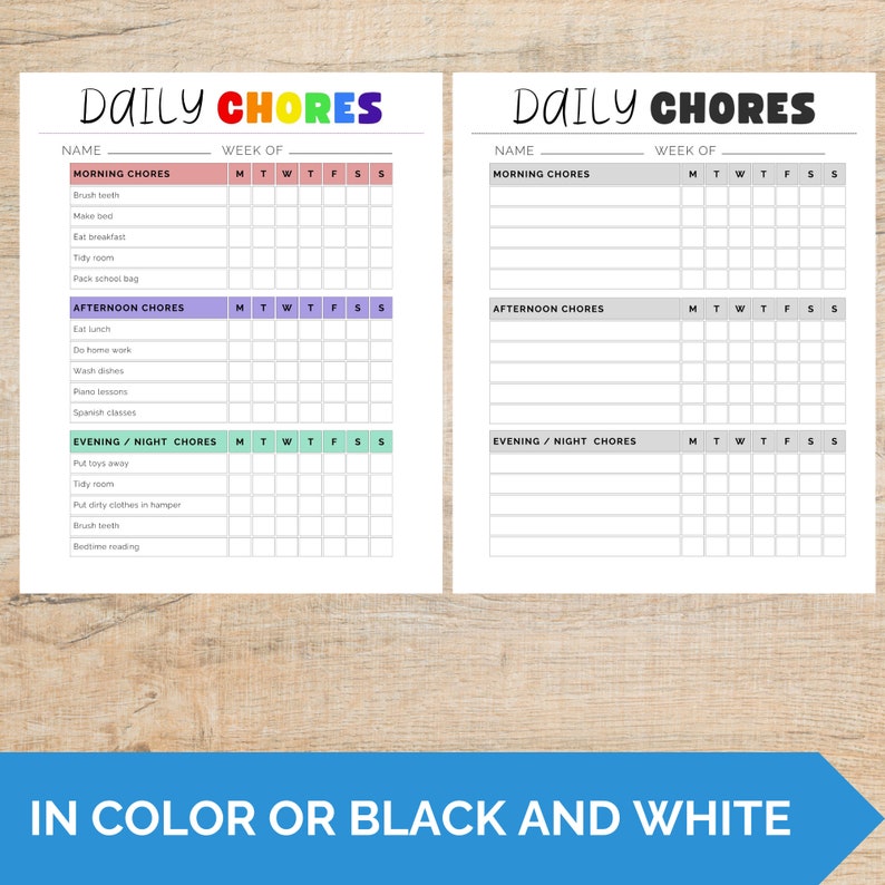 PRINTABLE CHORE CHART - Etsy