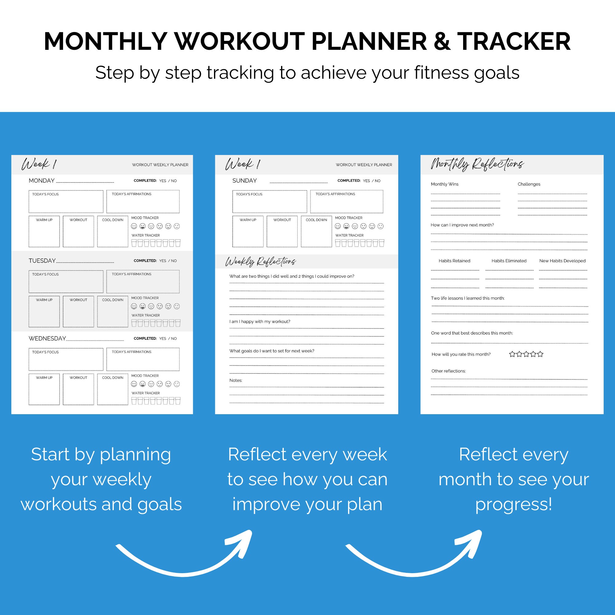 Printable PDF Workout Planner for Weekly Tracking - Etsy