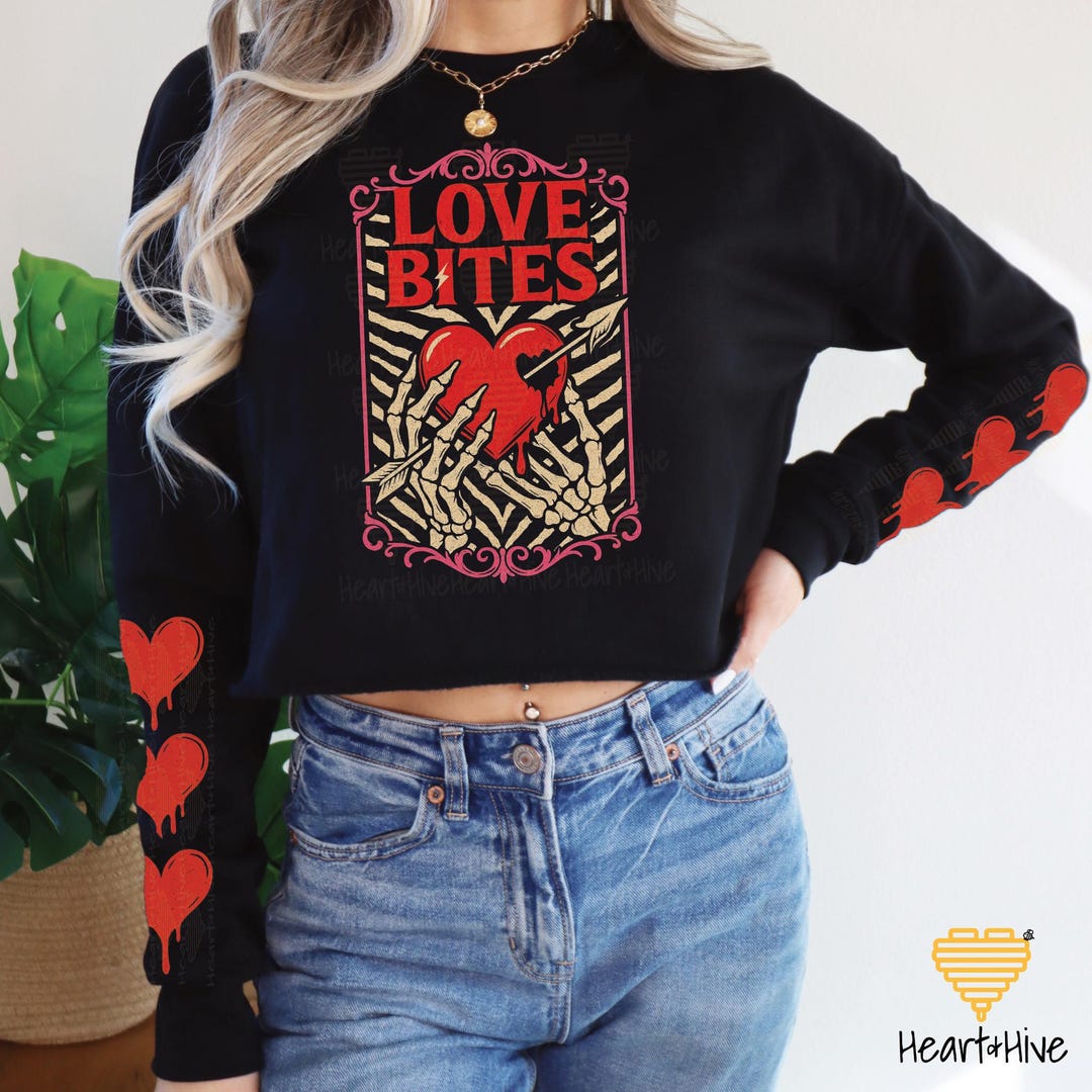 Love Bites Skeleton Hands • Spooky Valentines Day Tee • Anti-valentines ...