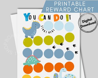 Dinosaur Printable Reward Sticker Chart / Toddler Kids Student ...