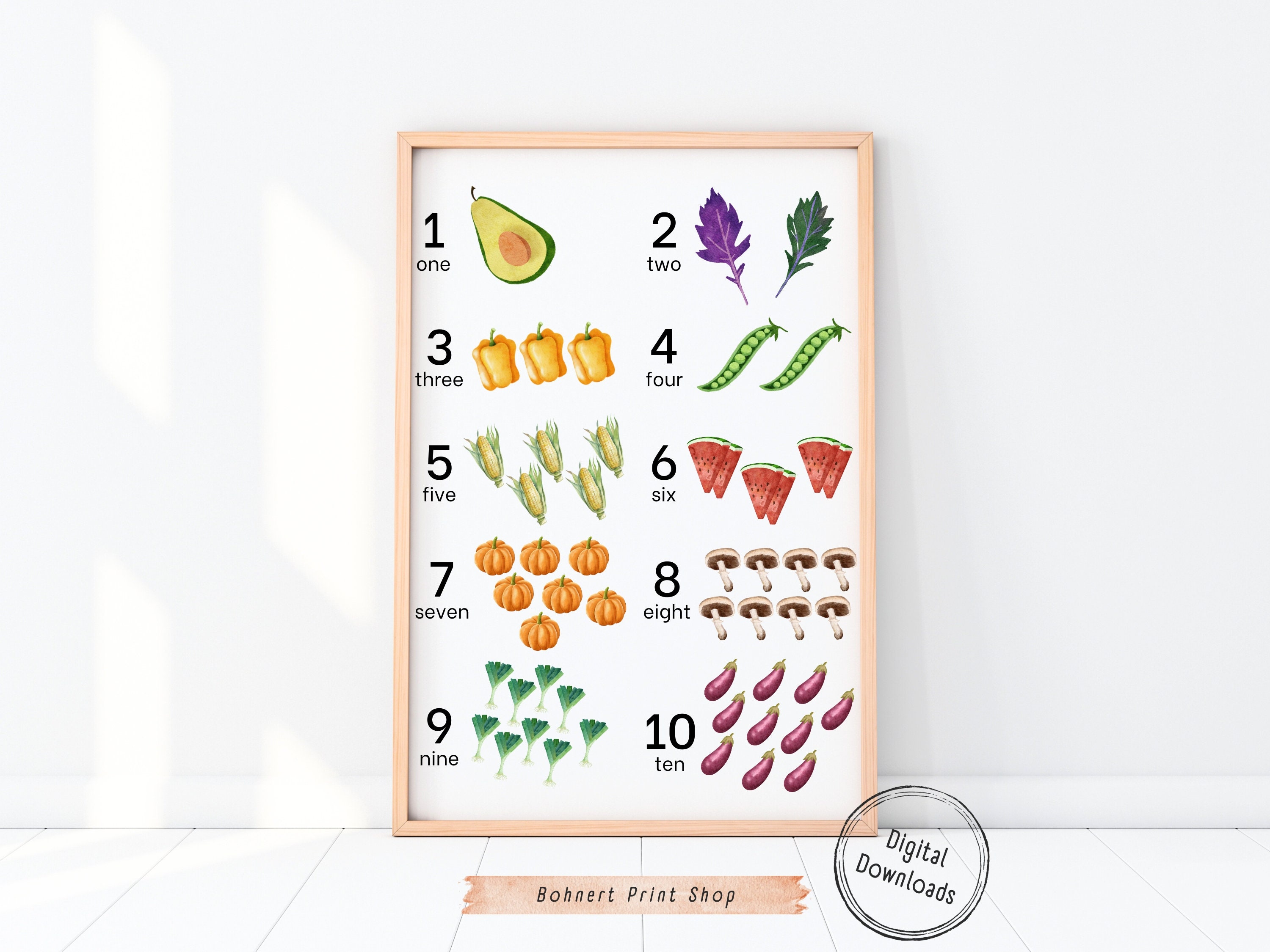Fruit & Vegetable Set of 10 Posters Kids Room Posters Farmers Market ...