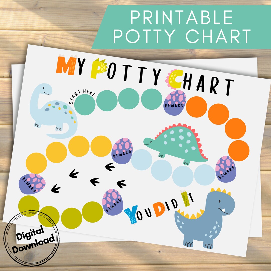 Dino Potty Training Chart, Printable Reward Sticker Chart, Toddler ...