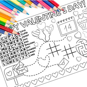 Printable Valentine's Day Placemats Set of 5 Kids Valentine's Day ...