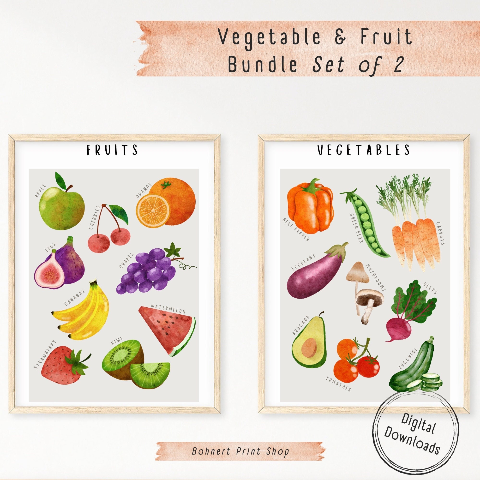 Fruit and Vegetable Digital Prints | Montessori Printables | Kids ...