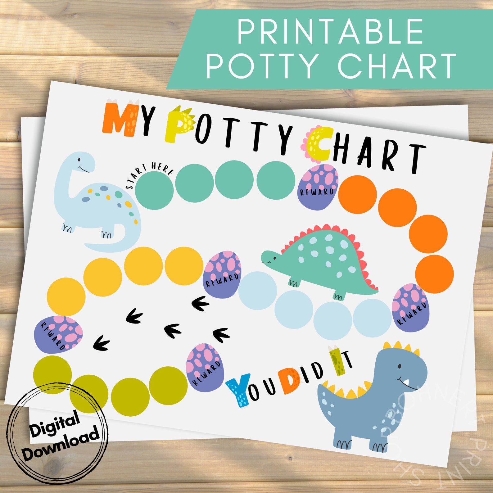 Dinosaur Potty Training Chart, Printable Dino Reward Chart, Kids ...