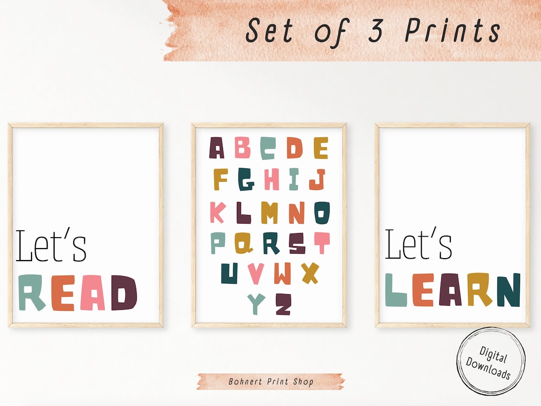 Let's Read Let's Learn Colorful Alphabet Kids Reading Corner Print ...