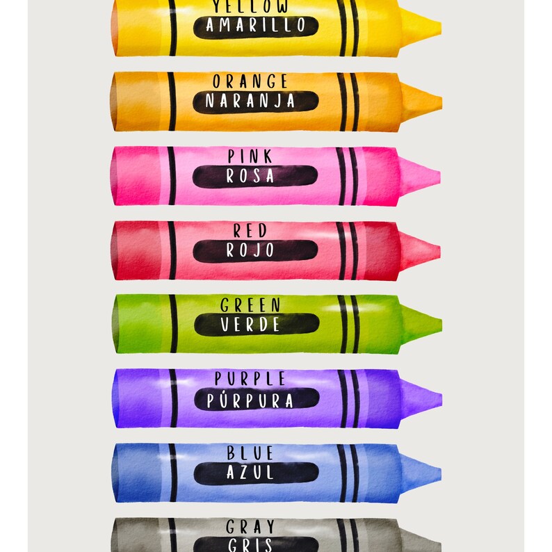 Bilingual Poster for Kids, Montessori Learning Print, Kids Colors ...