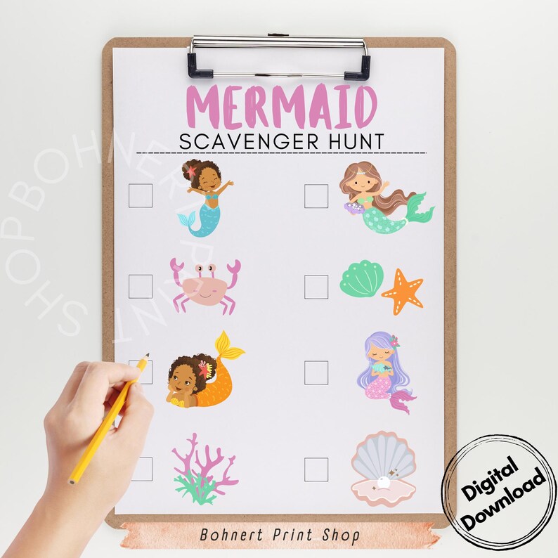 Mermaid Scavenger Hunt: Fun Kids Indoor Game (digital Download) - Etsy