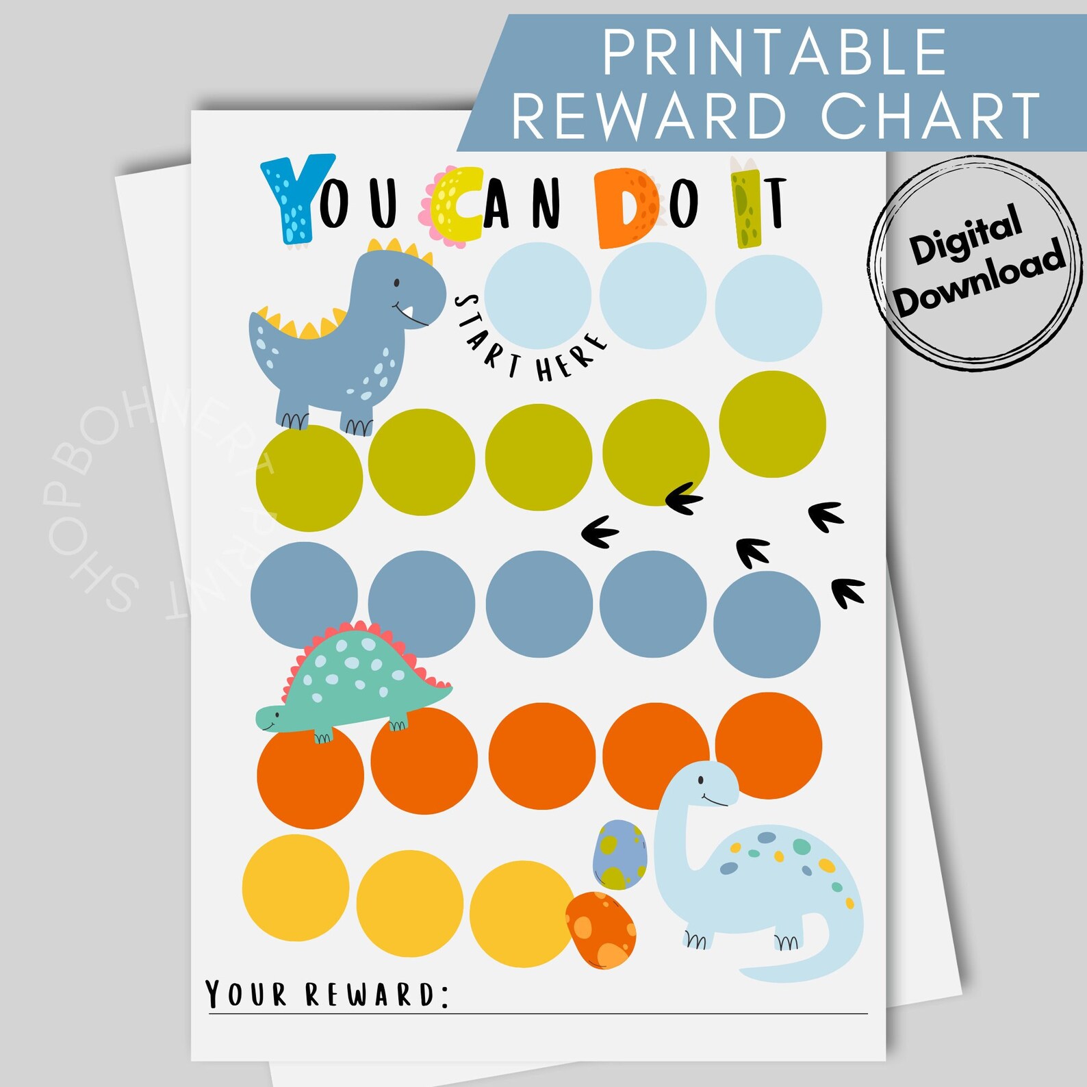 Kids Dinosaur Reward Chart, Printable Dino Behavior Chart, Sticker ...