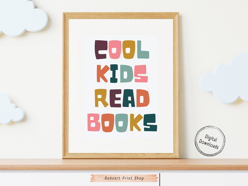Cool Kids Read Books Poster Kids Reading Corner Print Classroom Decor ...