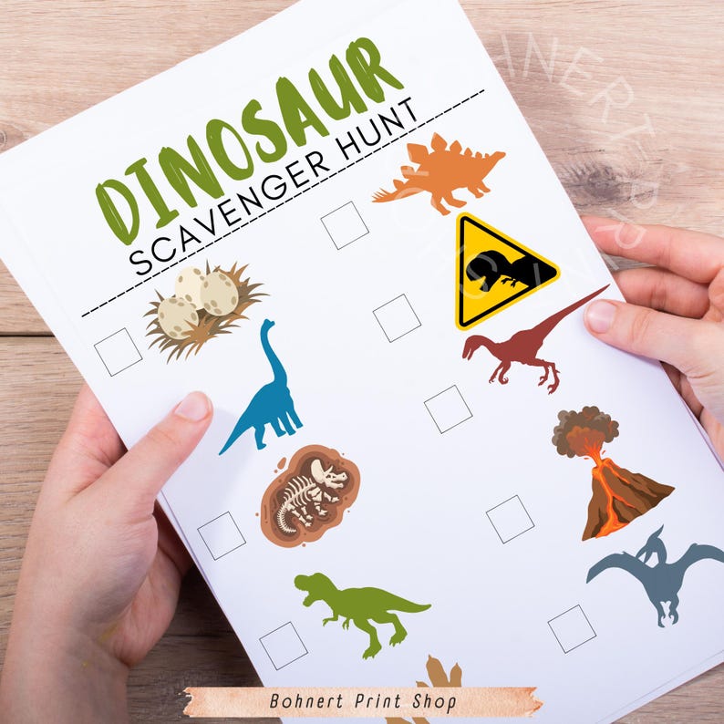 Dinosaur Scavenger Hunt Printable: Fun Indoor Game for Kids, Perfect ...