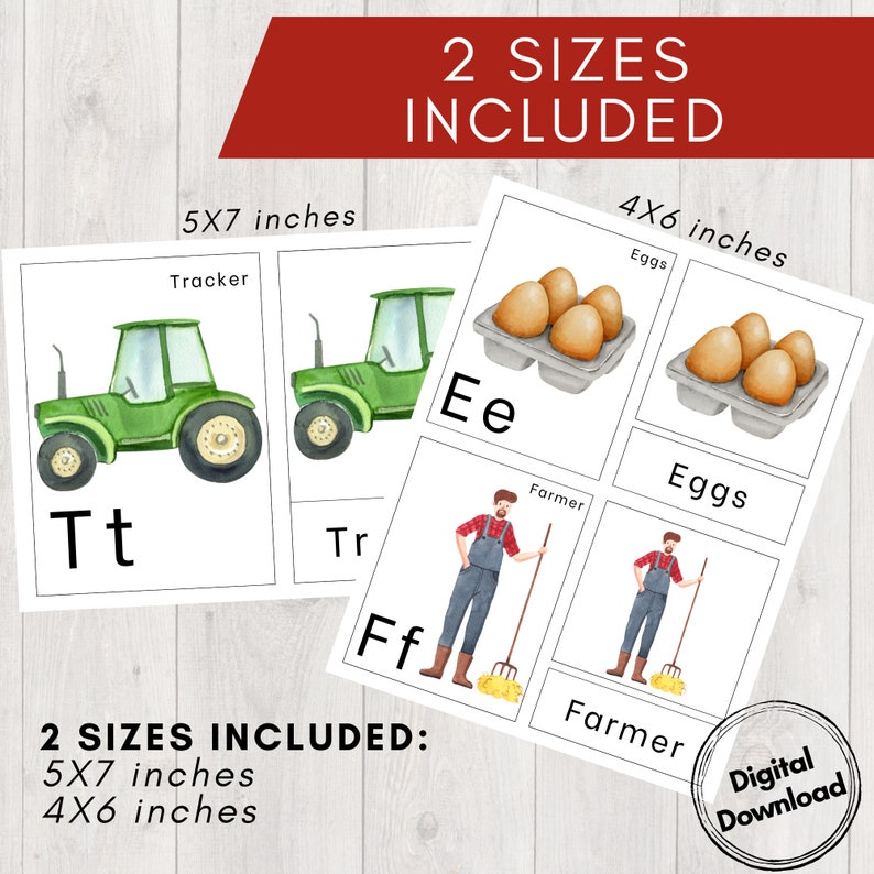 26 Farm Alphabet Flashcards, Educational Printable Cards, Homeschool ...