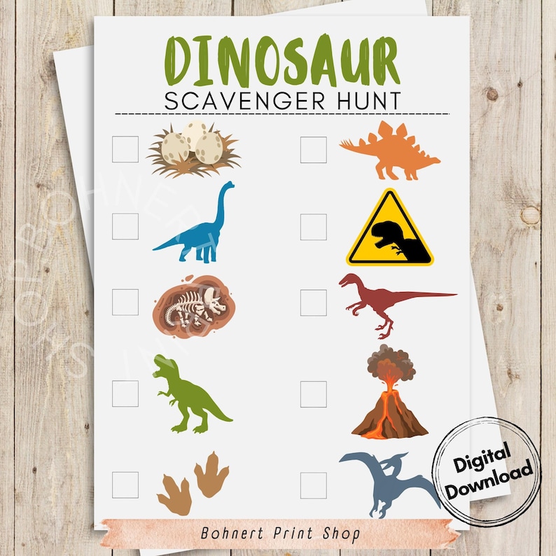 Dinosaur Scavenger Hunt Printable: Fun Indoor Game for Kids, Perfect ...