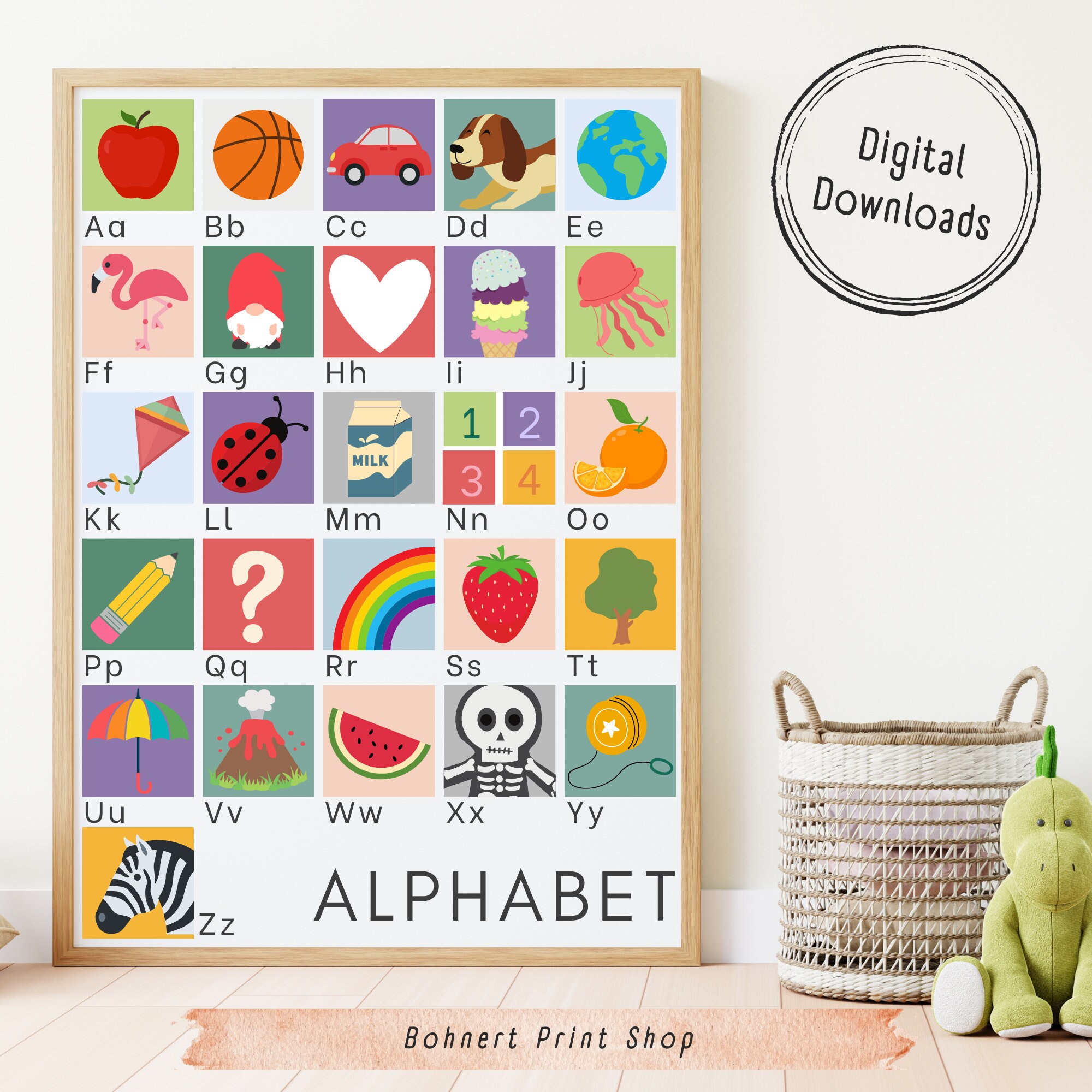 Modern ABC Poster, Alphabet Printable, Montessori Homeschool Decor ...