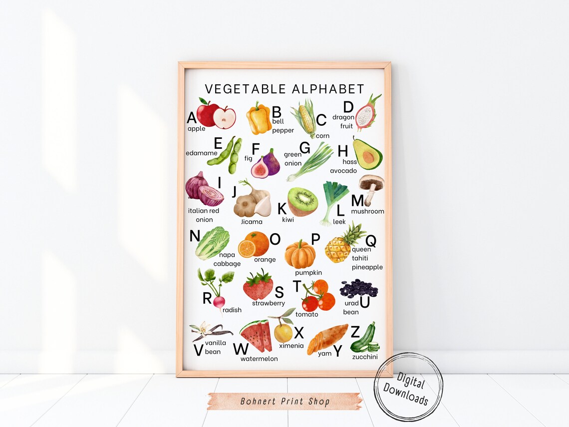 Fruit & Vegetable Set of 10 Posters Kids Room Posters Farmers Market ...