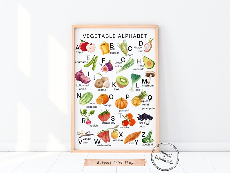 Fruit & Vegetable Set of 10 Posters Kids Room Posters Farmers Market ...