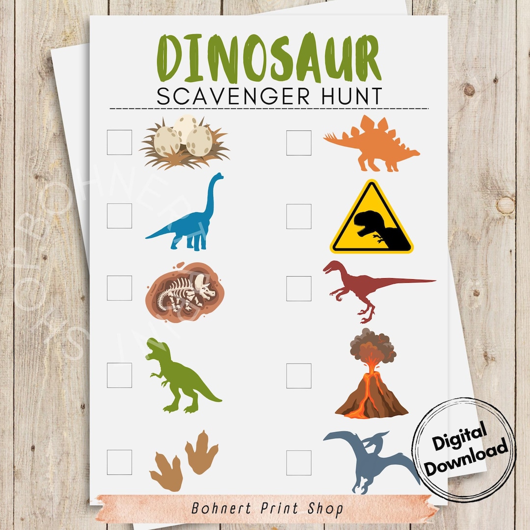 Dinosaur Scavenger Hunt Printable: Fun Indoor Game for Kids, Perfect ...
