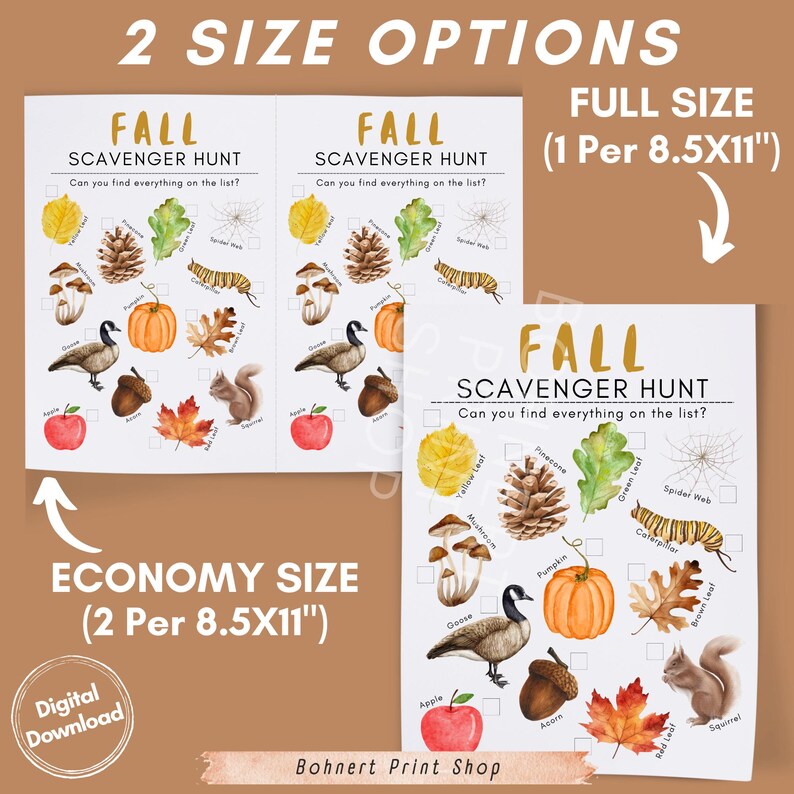 Printable Fall Scavenger Hunt, Outdoor Treasure Hunt, Autumn Activity ...