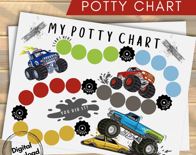 Potty Chart | Trucks Potty Chart | Reward Chart | Toddler Printables ...