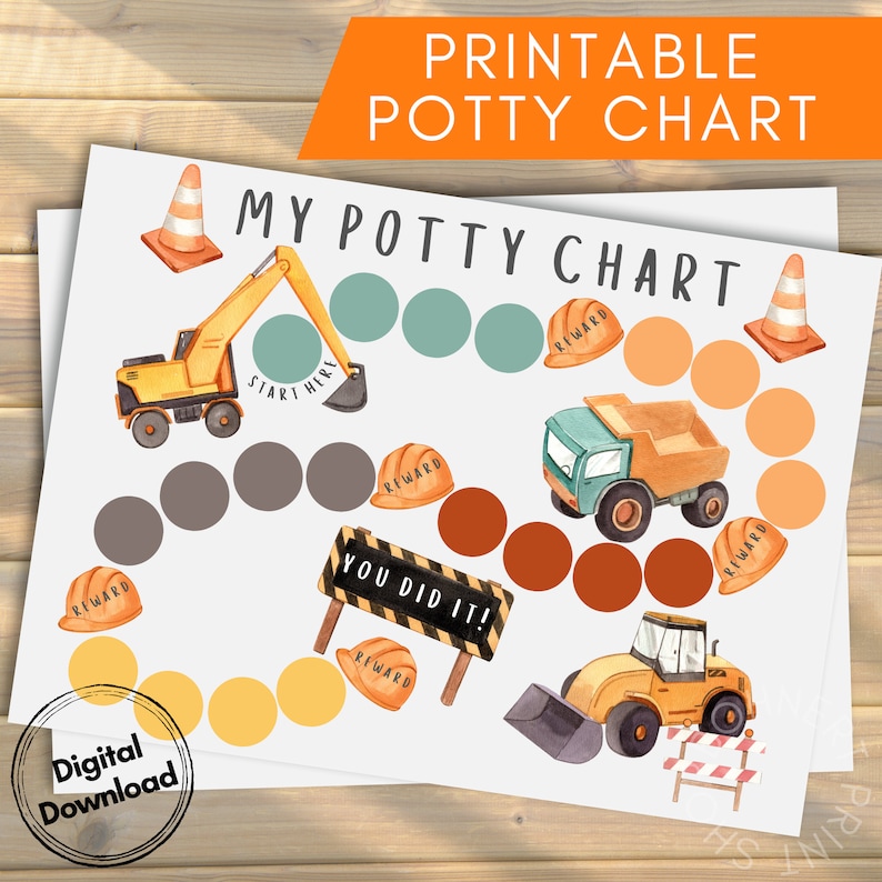 Construction Potty Chart: Toddler Reward Sticker Chart (PDF) - Etsy