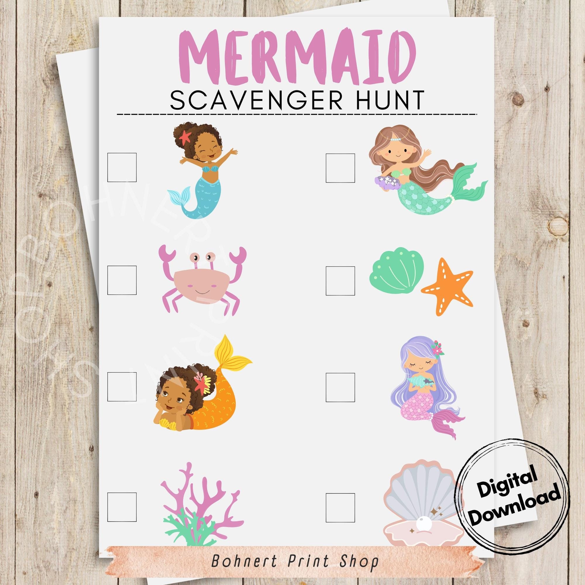 Mermaid Scavenger Hunt: Fun Kids Indoor Game (digital Download) - Etsy