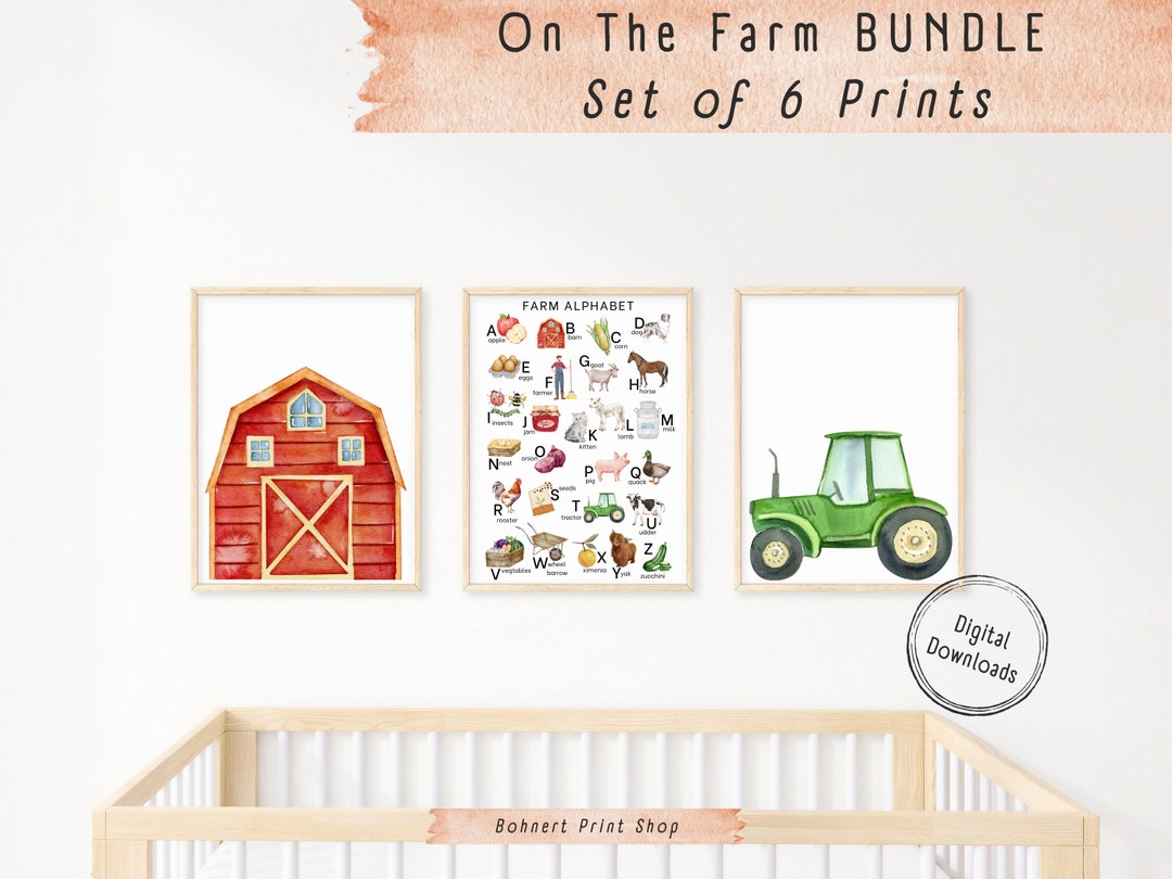 Farm Theme Nursery Bundle of 6 Prints | Kids Farm Theme Posters | Farm ...