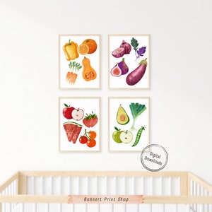 Fruit & Vegetable Set of 10 Posters Kids Room Posters Farmers Market ...