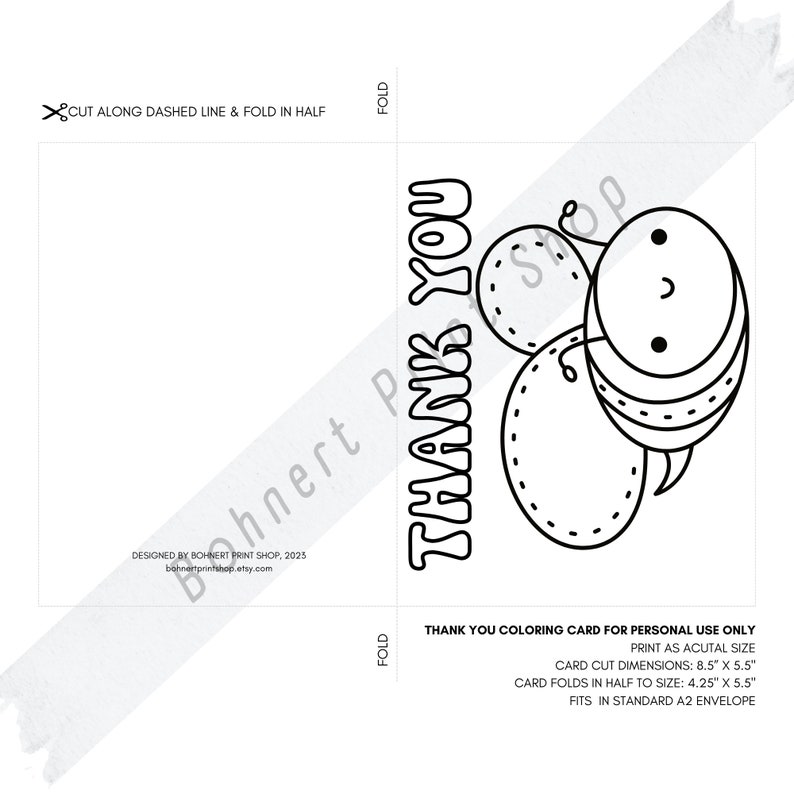 Printable Animal Theme Coloring Thank You Cards | Set of 6 Kid Cards ...