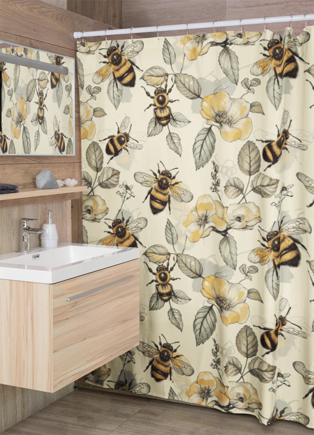 Bee Lover's Shower Curtain for Bathroom, Whimsical Bathroom Decor, Bee ...