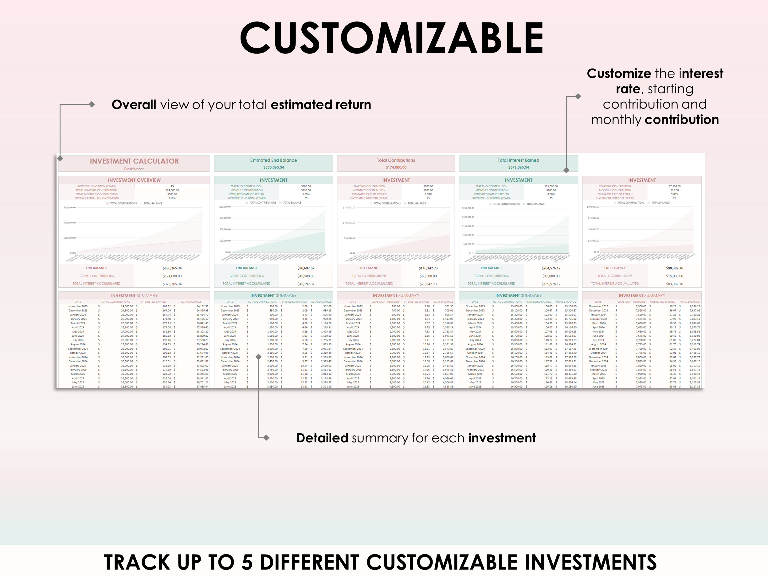 Investment Tracker Excel Google Sheets Spreadsheet Investment Tracker ...